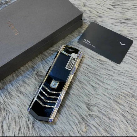 Vertu Signature Black Silver Blue Diamonds Edition Mobile Phone ( Pre ...